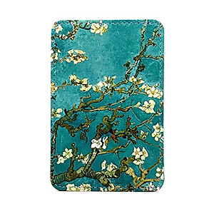 kandouren Slim RFID Blocking Leather Front Pocket Wallet for Women & Girl,Money Clip,Credit Card Holder Case(Green Van Gogh Flower)