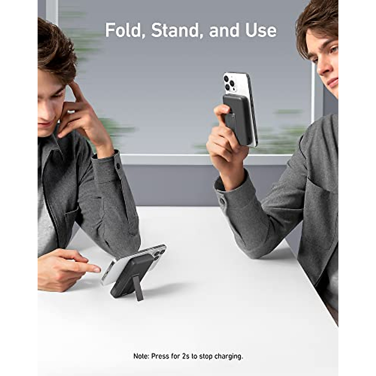 Anker 633 Magnetic Battery (MagGo), 10,000mAh Foldable Wireless Portable Charger, 20W USB-C Power Delivery for iPhone 14/14 Pro / 14 Pro Max, iPhone 13/12 Series. (Black)