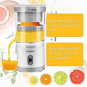 Electric Citrus Juicer - USB Rechargeable Juicer with Cleaning Brush, Orange Lime Lemon Grapefruit Juicer Squeezer, Easy to Clean Portable Juicer Machine