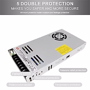 TorqCali LRS-350N2-36 350W Single Output Power Supply 36V 9.7A, Universal AC Input, Industrial Grade, for Automation Control, Industrial Equipment, and LED Lighting