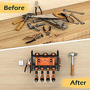 Neepiar Power Tool Organizer Heavy Duty Floating Tool Drill Holder Wall Mount Storage Rack for Handheld Storage Rack for Cordless Drill Removable Design Perfect(Black)