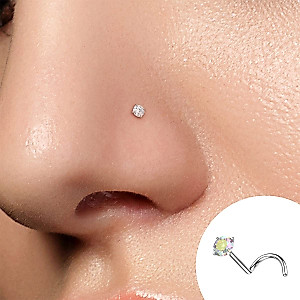 Satix 20g Implant Grade Titanium Nose Rings Studs Cz 2mm Nose Studs Screw For Women Nostril Piercing Jewelry 4Pcs