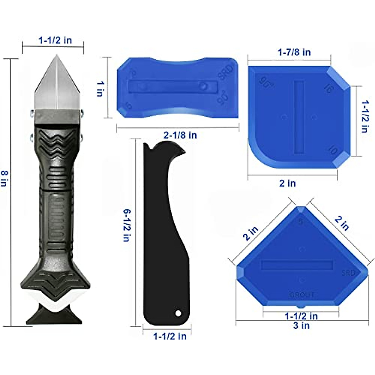 6 in 1 Silicone Caulking Tools 14Pcs Caulk Nozzle Applicator Finisher Kit Sealant Finishing Tool Grout Scraper Reusable Caulking Tool for Kitchen Bathroom Window