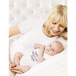 Mother's Day Baby Gift for Mom-Happy 1st Mothers Day Mommy Print Infant Romper Outfit Newborn Cotton Jumpsuit (White-A, 9-12 Months)