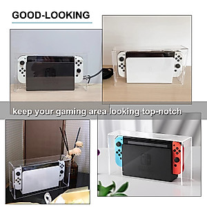 MANWU Clear Protective Case Dust Display Box Cover for New Nintendo Switch Model (only Cover),Acrylic Clear casing Compatible with Switch OLED