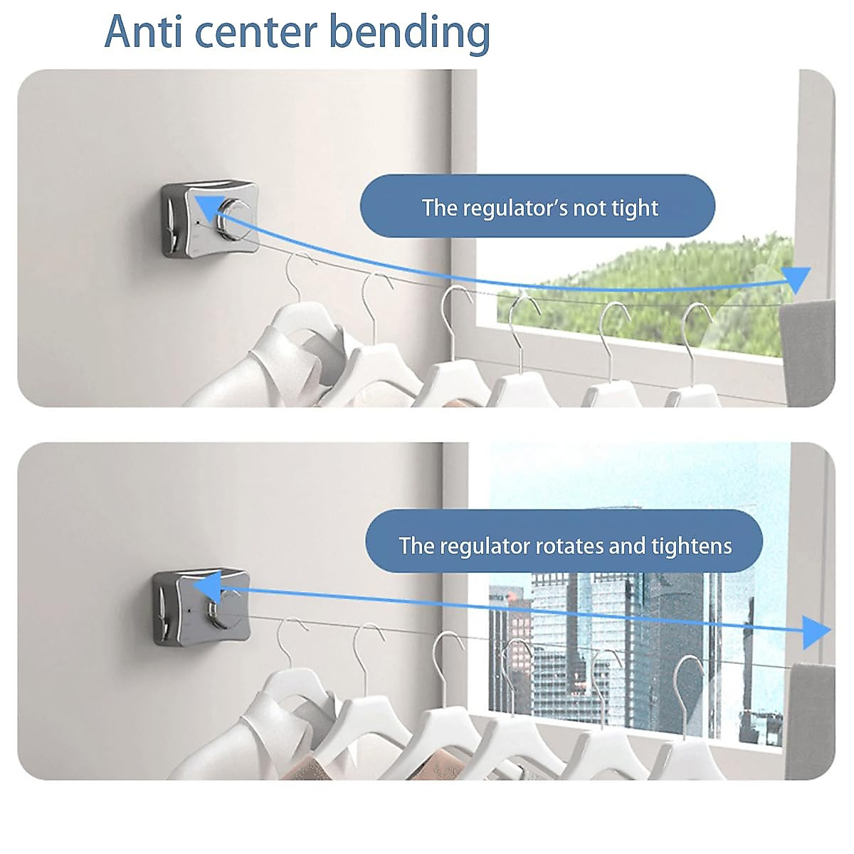 WaWacomp Retractable Clothesline Indoor Clothes Line for Hanging Dry and Wet Clothes on Heavy Duty Outdoor Clothing Lines 16.7 ft (White)