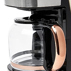 HADEN 75106 Heritage Innovative 12 Cup Capacity Programmable Vintage Retro Home Countertop Coffee Maker Machine with Glass Carafe, Steel/Copper