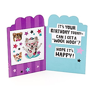 Hallmark Birthday Card for Kids (Dogs with Glasses Stickers)