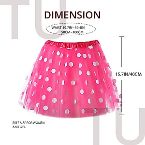 TWINKLEDE Women's Polka Dot Tulle Tutu Skirt Layered Ballet Tutu Skirts Halloween Costume Tutu Skirt for Women and Girls (A Hot Pink)