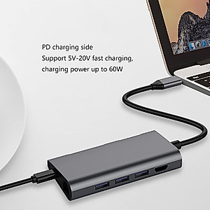 Port Expander USB C Docking Station 8-in-1 USB C Hub Adapter for PC Laptop with HDMI, Ethernet, 3 USB 3.0, 60W PD, SD/TF Card Reader USB Splitter