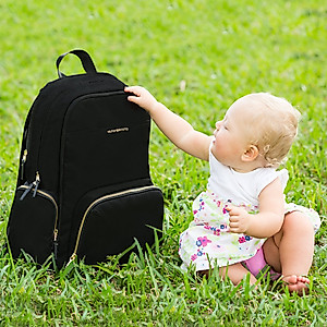 Ethan & Emma Baby Diaper Bag Backpack-Durable for Travel, Extra Storage -Black