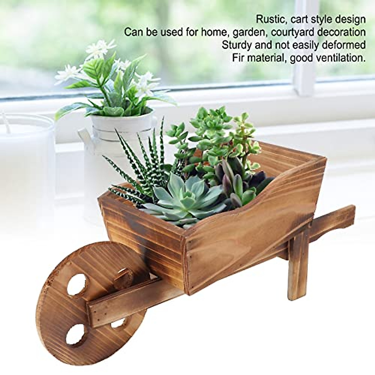 Creative Cart Plants Flower Pot for Succulent Plants, Rustic Wooden ...