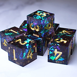 Mini Planet Galaxy Dark Single D6 Dice for TTRPG Dungeons and Dragons and Other Role Playing Game Iridescent Holographic Dice Sharp Edge Dice D6 Galaxy Dark D6