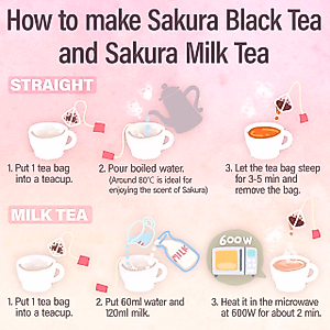 YAMASAN KYOTO UJI Sakura Japanese Loose Leaf Black Tea Bag 3g×15bags,Cherry Blossom Flavored Tea, Blended with cherry leaves