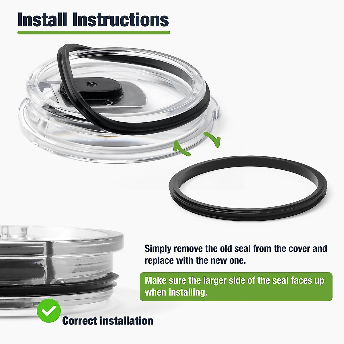 Silicone Rubber Seal Replacement Gaskets for Yeti 20 oz Tumbler Lids, 3 Pack Gaskets Compatible with Yeti 10oz Lowball & 20oz Tumbler