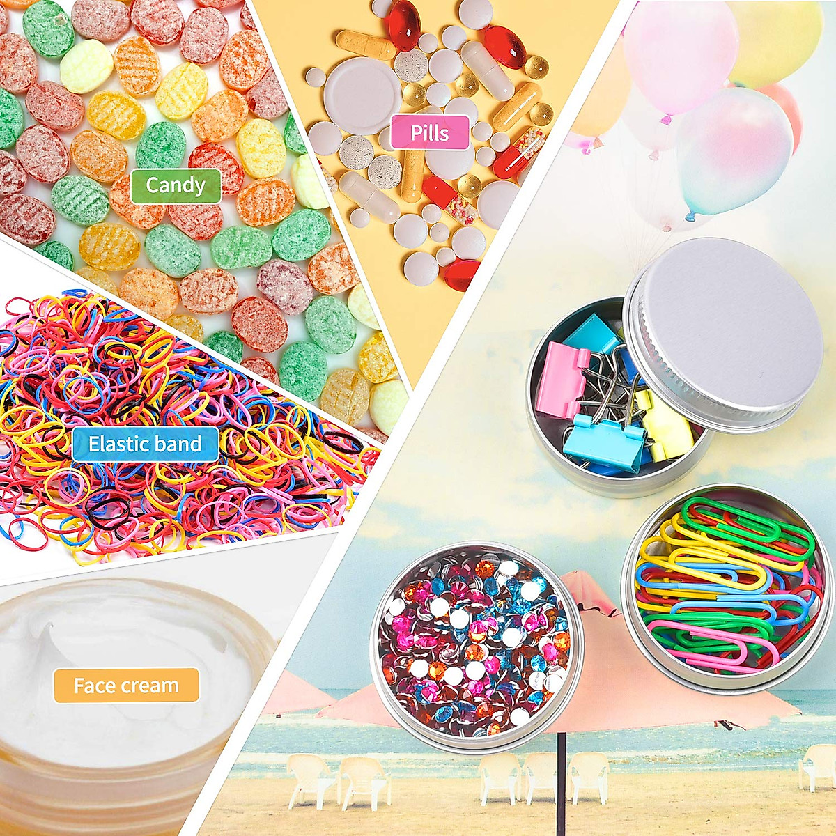 Aluminum Tin Cans, 24PCS 1/2 Oz Metal Round Tins Containers Screw Lid Small Empty Storage Travel Tin Jars for Candles, Salve, Cosmetics, Spice, Christmas Decorations