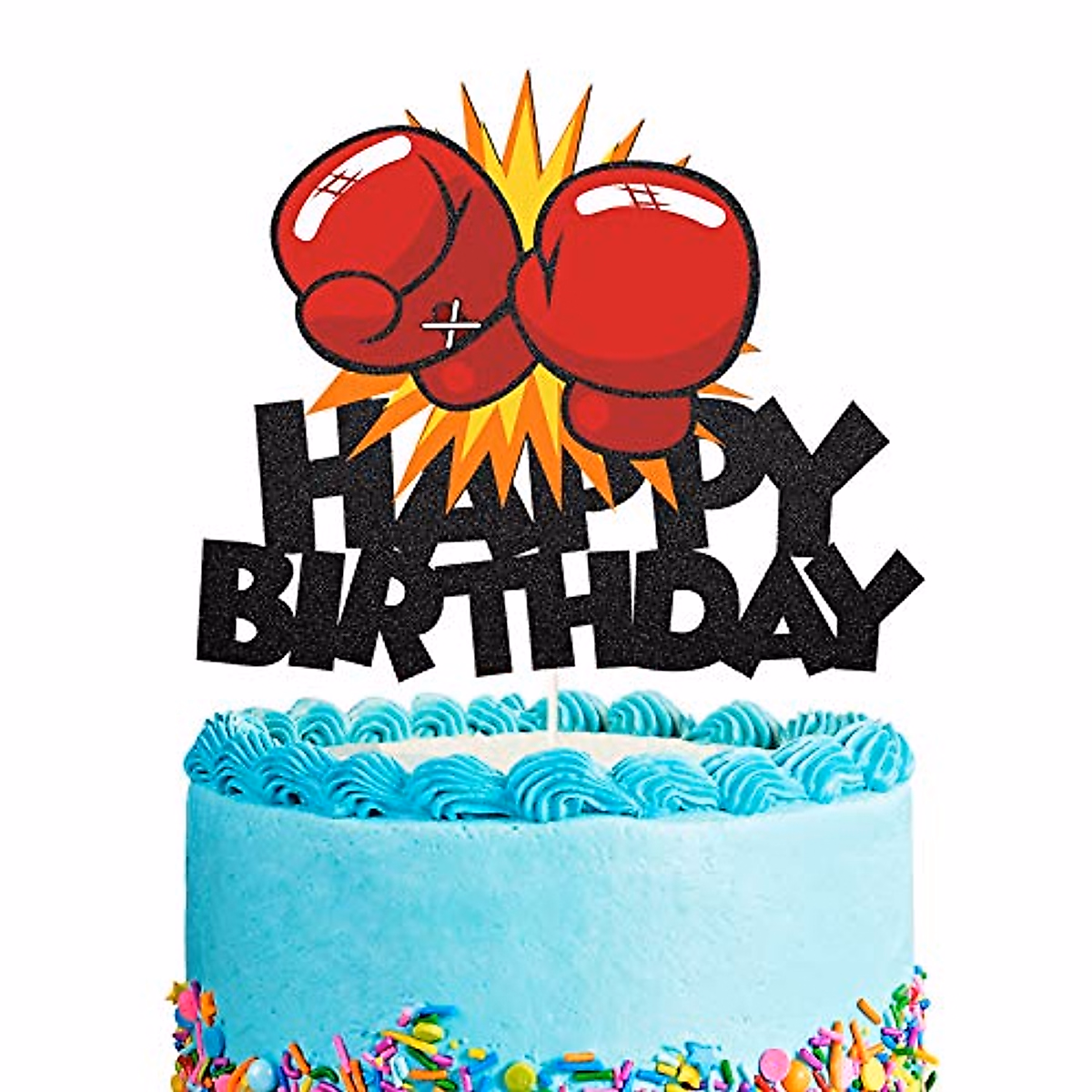 Boxing Happy Birthday Cake Topper,Sports Birthday Theme Party Cake Decor,Wrestle Themed Baby Shower or Birthday Party Decor Supplies