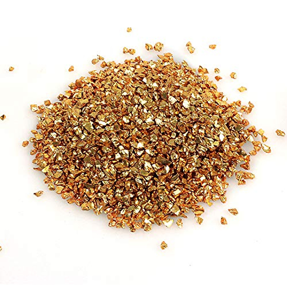 Alan Stone High Luster Reflective Fire Glass Gravel,Fire Gems,Fire Drops,Fire Glass Pebbles Stones Beads Chips for Fire Pit Fish Tank Aquarium Garden,3-6mm 305g/0.67lb (Golden)