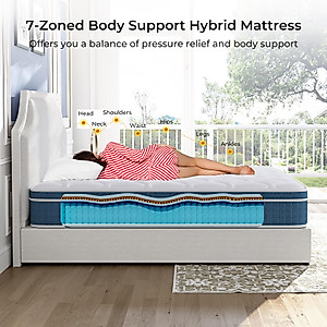 koorlian Full Size Mattress 10 Inch, Hybrid Full Mattress in a Box, Full Bed Mattress with Individual Pocket Springs and Pressure-Relieving Memory Foam, Breathable, Medium Firm Mattress 75"x54"x10"