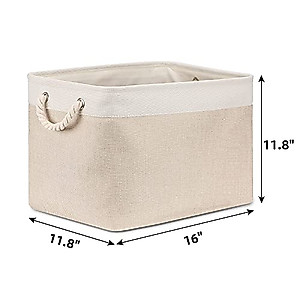 Bidtakay Baskets Set Fabric Storage Bins-Beige Bundled Baskets of 2 Large Baskets 16" X 11.8" X 11.8" + 6 Small Baskets 11.8" X 7.8" X 5"