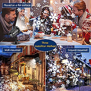 ECOWHO Christmas Projector Lights Outdoor, Rotating Snowflakes LED Light Projector with Remote Timer, IP65 Waterproof Xmas Projector Light Landscape Projection for Holiday House Wedding Halloween