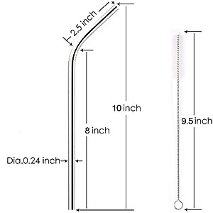 6 Reusable Straws - Stainless Steel Drinking - Set of 6 + 2 Cleaners - Eco Friendly, SAFE, NON-TOXIC non-plastic