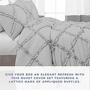 Kotton Culture 600 Thread Count 100% Egyptian Cotton 11 Piece Duvet Cover Set - Breathable All Season Comforter Cover with Zipper Closure & Corner Ties Sateen Weave (Silver, Queen)