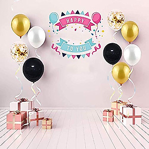 BEISHIDA 500 Yards Happy Birthday Printed Crimped Curling Ribbon Balloon String Roll Gift Wrapping Ribbon for Party Festival Art Craft Decor Florist Flowers Decoration Supplies