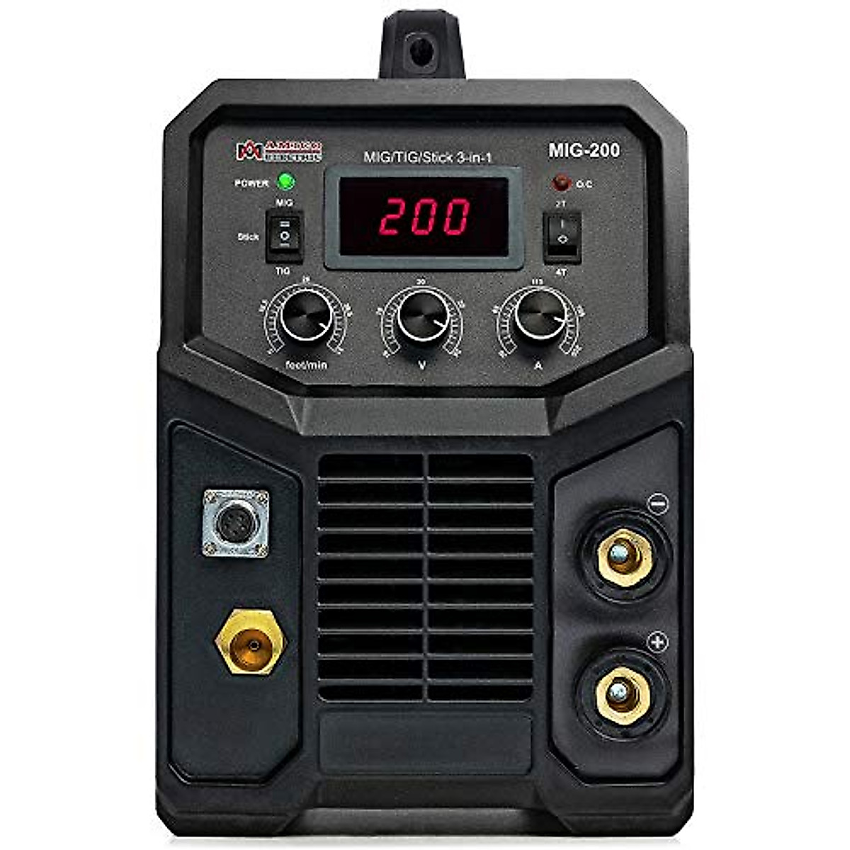 Amico MIG-200, 200-Amp MIG/MAG/Lift-TIG/Stick Arc Combo DC Inverter Welder, Compatible Spool Gun SPG15250 Full Size Grey