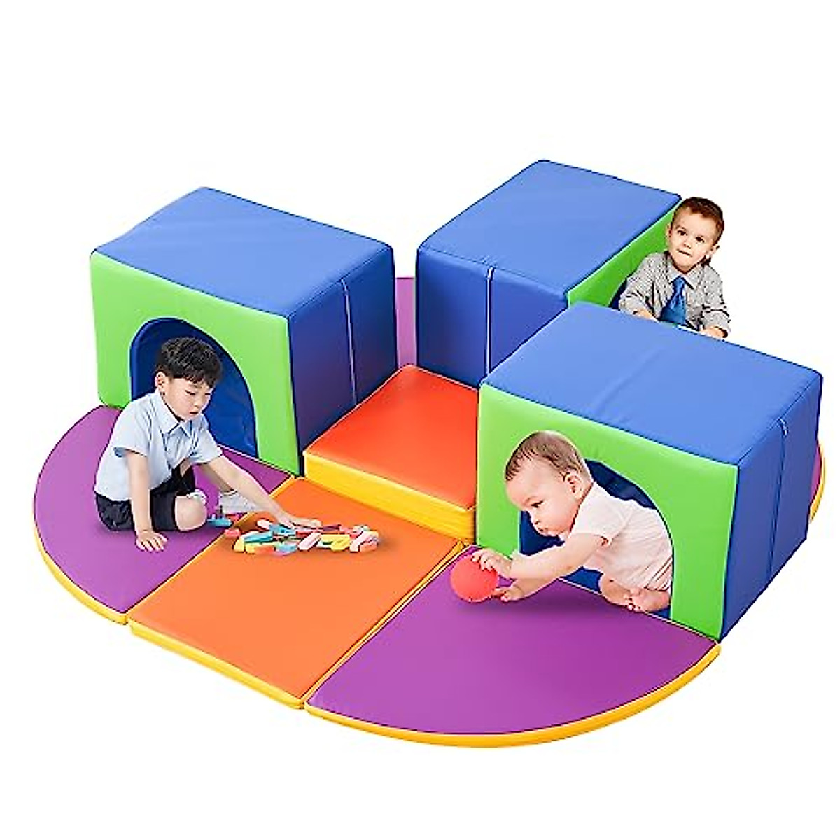 Foam Climbing Blocks for Toddlers, 9pcs Climbing Toys for Toddlers for Climb,Crawl and Slide, Toddler Climbing Toys Indoor for Nursery, Living Room, Children's Room (9pcs)