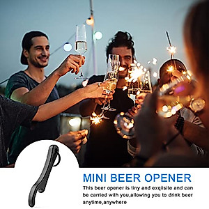 Bottle Opener Keychain,FEGVE Titanium Keychain Bottle Opener with Titanium Key Ring, Mini beer Soda Can Opener Keychain, Easy to Carry(Black-2pcs)