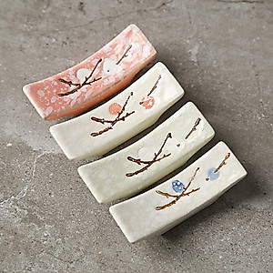 Chopsticks Display Holder 8Pcs Ceramic Chopsticks Rest, Japanese Style Chopsticks Holder Paint Brush Stand Holder Set Spoon Forks Tableware Rest Japanese Chopsticks Holder(Random Color)