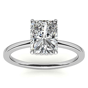 10K Solid White Gold Handmade Engagement Ring 2 CT Radiant Cut Moissanite Diamond Solitaire Wedding/Bridal Ring Set for Women/Her Propose Ring (8)