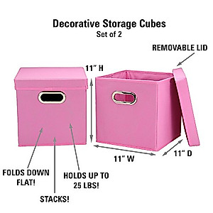 Household Essentials Cube Set with Lids, Pink, 2-Pack