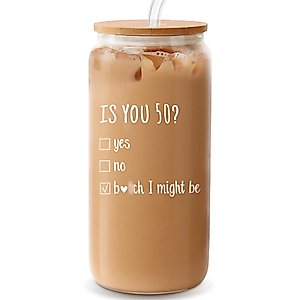 50th Birthday Gifts for Women, Unique Is You 50 Birthday Gift Idea for Mom Dad Husband Wife Sister Friends Coworker– 50th Bday Gifts, 50 Year Old Birthday Decorations for Him Her - 18oz Can Glass