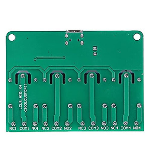 4 Channel Relay Module, Send Serial Commands PCB 10A 250VAC Overcurrent Protection USB Relay Expansion Board Drive Free Intelligent Control for PC