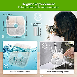 Cat Water Fountain Filter, 12-Pack Pet Fountain Filter Replacement Compatible with Cat Drinking Fountain, Replacement Triple Action Water Filter Activated Carbon Filter, 3 Hoses