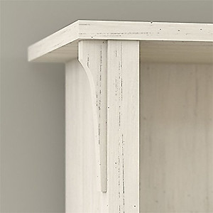 Bush Furniture Salinas Mission Desk with Hutch, Lateral File Cabinet and 5 Shelf Bookcase, Antique White