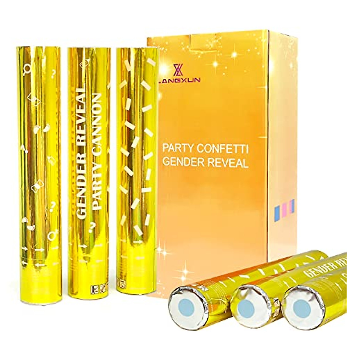 PILIN 6 Packs Gold Confetti Cannon Party Poppers, Ideal for Weddings, Thanksgiving, Christmas, Party Supplies, Birthday Party, Graduation Party