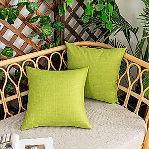 Kevin Textile Pack of 2 Decorative Outdoor Waterproof Pillow Covers Spring Garden Cushion Sham Throw Pillowcase Shell for Patio Tent Couch 20x20 Inch Green