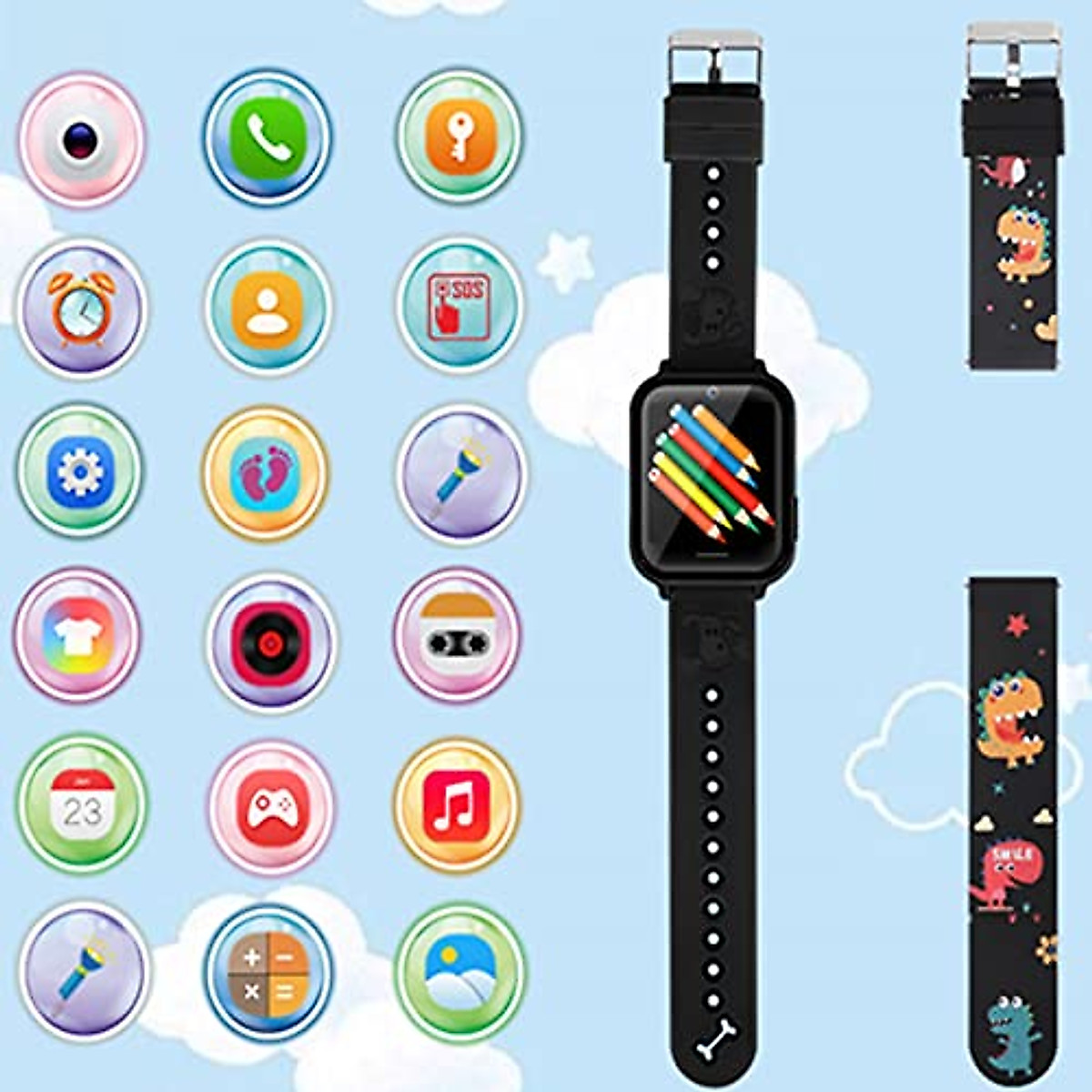 ele ELEOPTION Kids Smart Watch with HD Touch Screen Camera Video Recorder Games SOS Music (Build-in 1GB SD Card) for Boys Girls 3-14 Years,Cell Phone Watch Without GPS