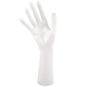 AUEAR, Female Mannequin Hand Display for Jewelry Holder Bracelet Necklace Ring Stand (White, 11"x7.3", 1 Pack)