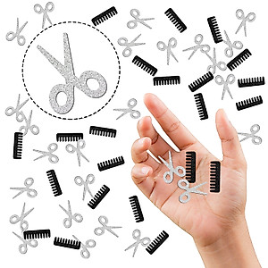 Barber Theme Confetti Silver Black Glitter, Haircut Salon Table Confetti, Makeup Paper Scatter, Hairstylist Haircut Salon Birthday Party Table Decorations Confetti, 120pcs