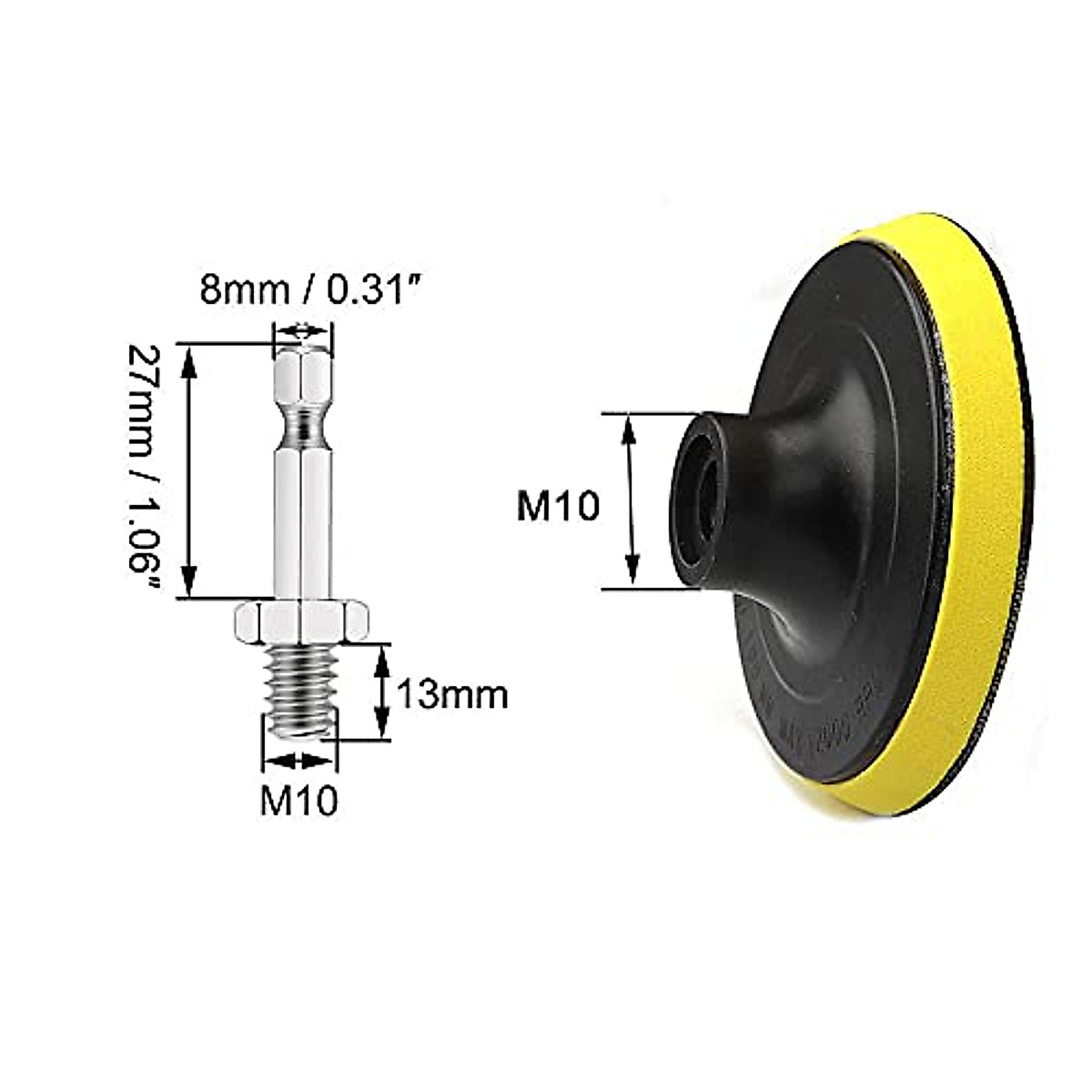 SI FANG 2 Pack 4 Inch Hook and Loop Backing Pads with M10 Thread Drill Adapter, Sanding Discs Polishing Pad Rubber Backing Plates for Angle Grinder, Drill Buffer Polisher Attachment (12000RPM)