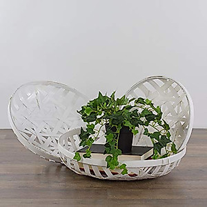 Set of 3 Snow White Round Lattice Tobacco Table Top Baskets
