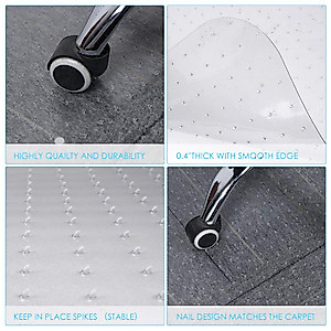 Office Chair Mat for Carpet, PVC Transparent Thick Protector with Studs for Low Pile Carpeted Floor, Mat for Desk Home and Flat Without Curling