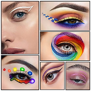 Permotary 16 PCS Matte Colorful Liquid Eyeliner Set Neon Eye Liners Pen,Waterproof Long Lasting Quick Dry Rainbow Eyeliner Eyeshadow Pencil Makeup Kit Gift for Women Girls