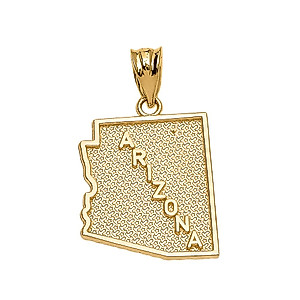 Arizona State Map Charm Pendant in 14k Yellow Gold