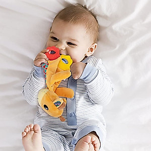 teytoy 2 Pcs Crinkle Toys for Baby with Teether, Baby Teething Sensory Toys Newborn Bib Saliva Soother Towel, Soft Snuggle Sleeping Security Blanket for Unisex Babies 0-36 Months Gifts(Owl and Deer)