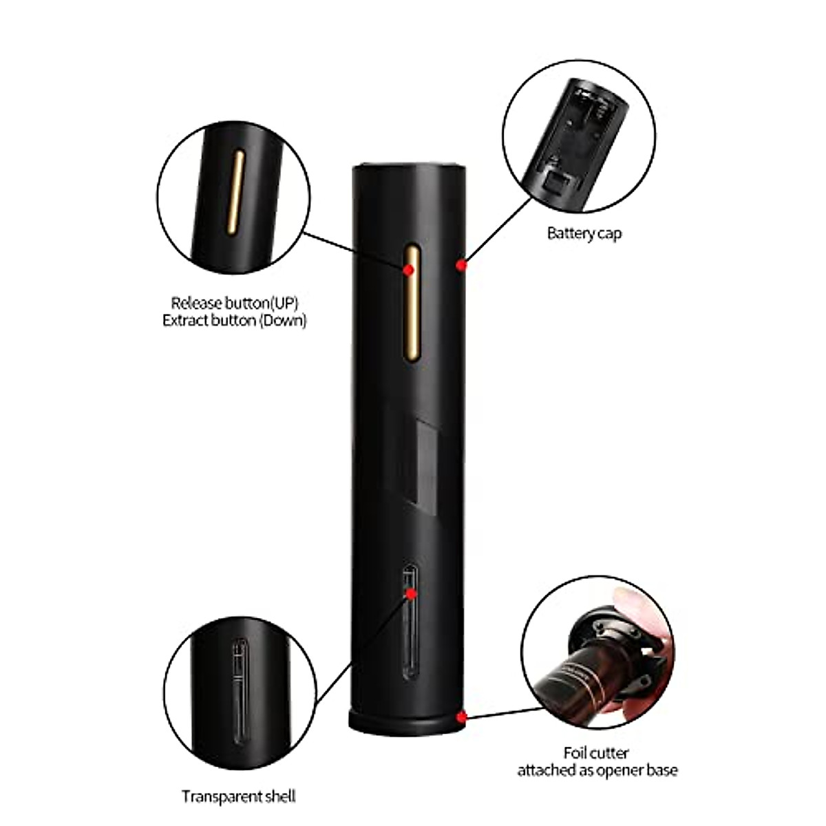 Hisip Electric Wine Opener, Battery Wine Bottle Opener Contains Beer Opener Wine Gift Set Automatic Corkscrew Electric Potable for Home Bar